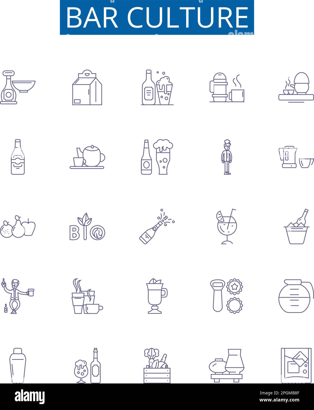 Bar culture line icons signs set. Design collection of Bar, Culture, Alcohol, Drinks, Music ...