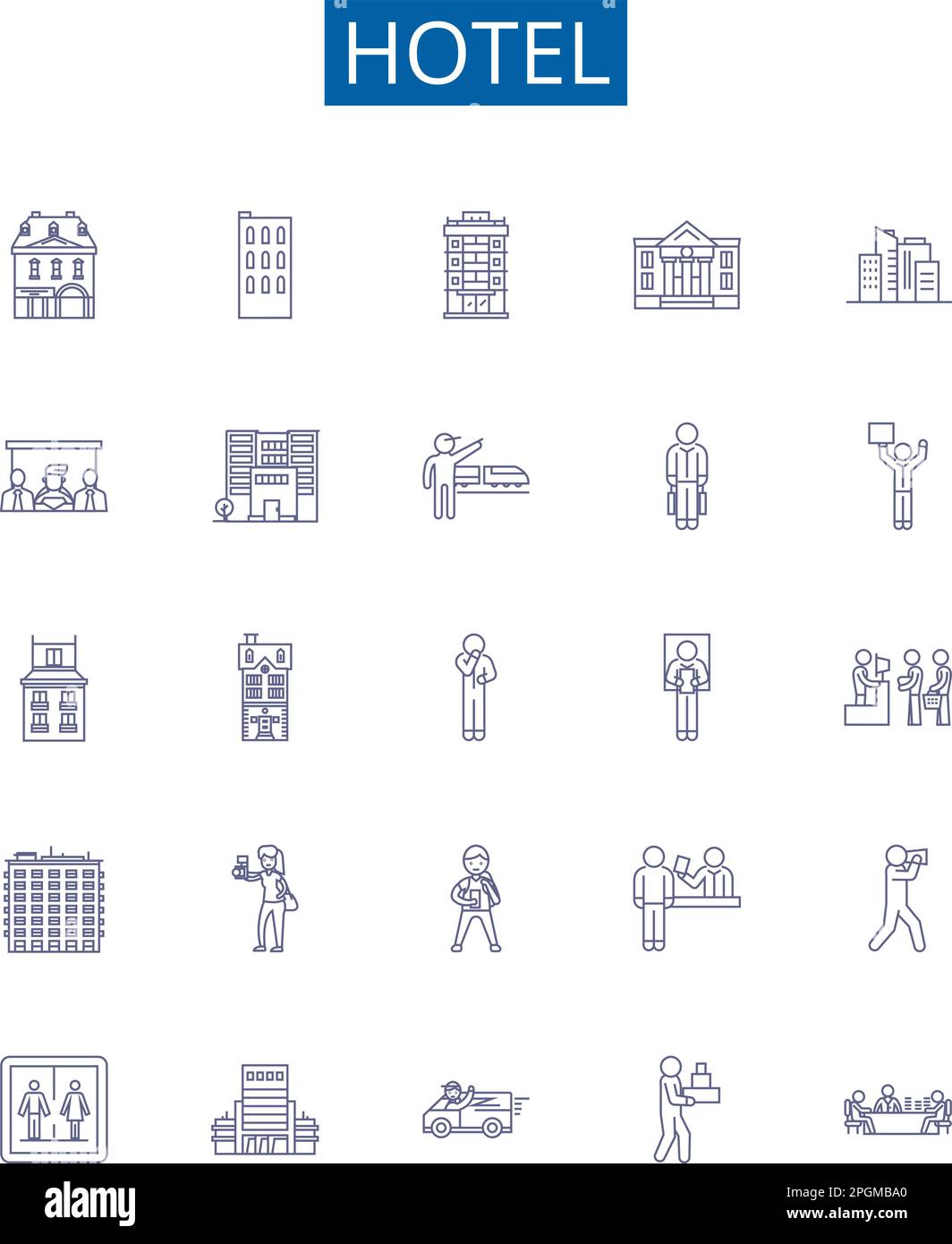 Hotel line icons signs set. Design collection of Hotel, Accommodation ...