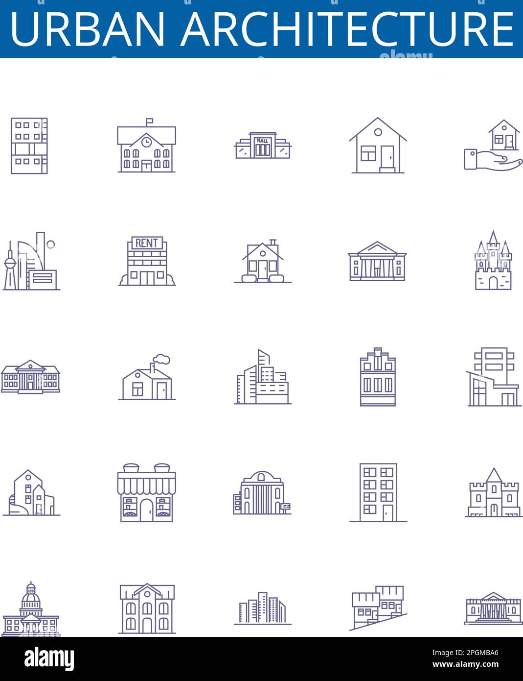 Urban Architecture Line Icons Signs Set Design Collection Of Urbanity Architecture Buildings