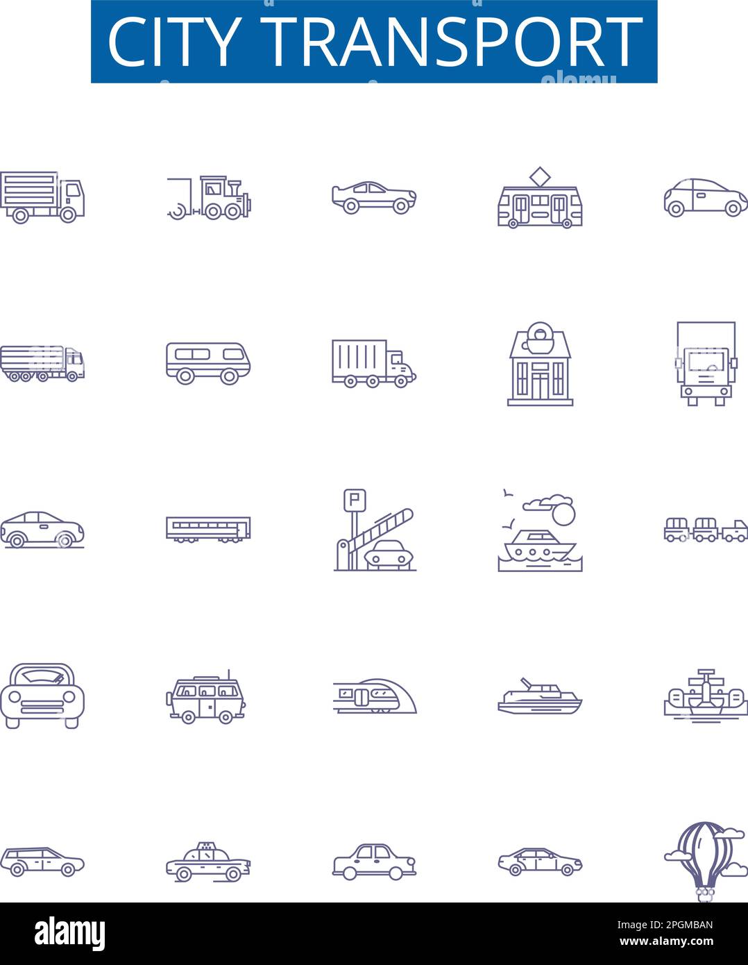 City transport line icons signs set. Design collection of Urban, Transportation, Bus, Subway ...