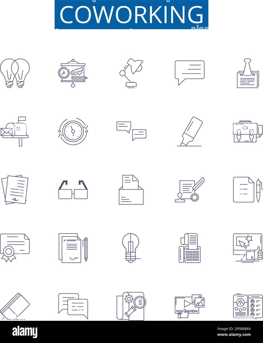 Coworking Line Icons Signs Set Design Collection Of Sharing Networking Office Collaboration