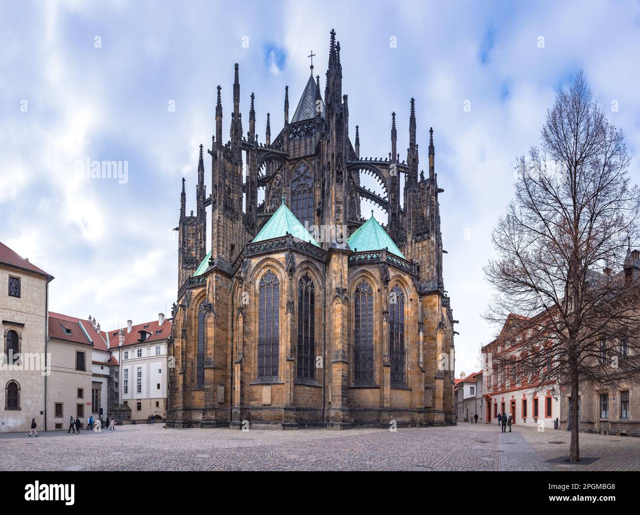 Cityscape of Prague with medieval towers and colorful buildings, Czech ...