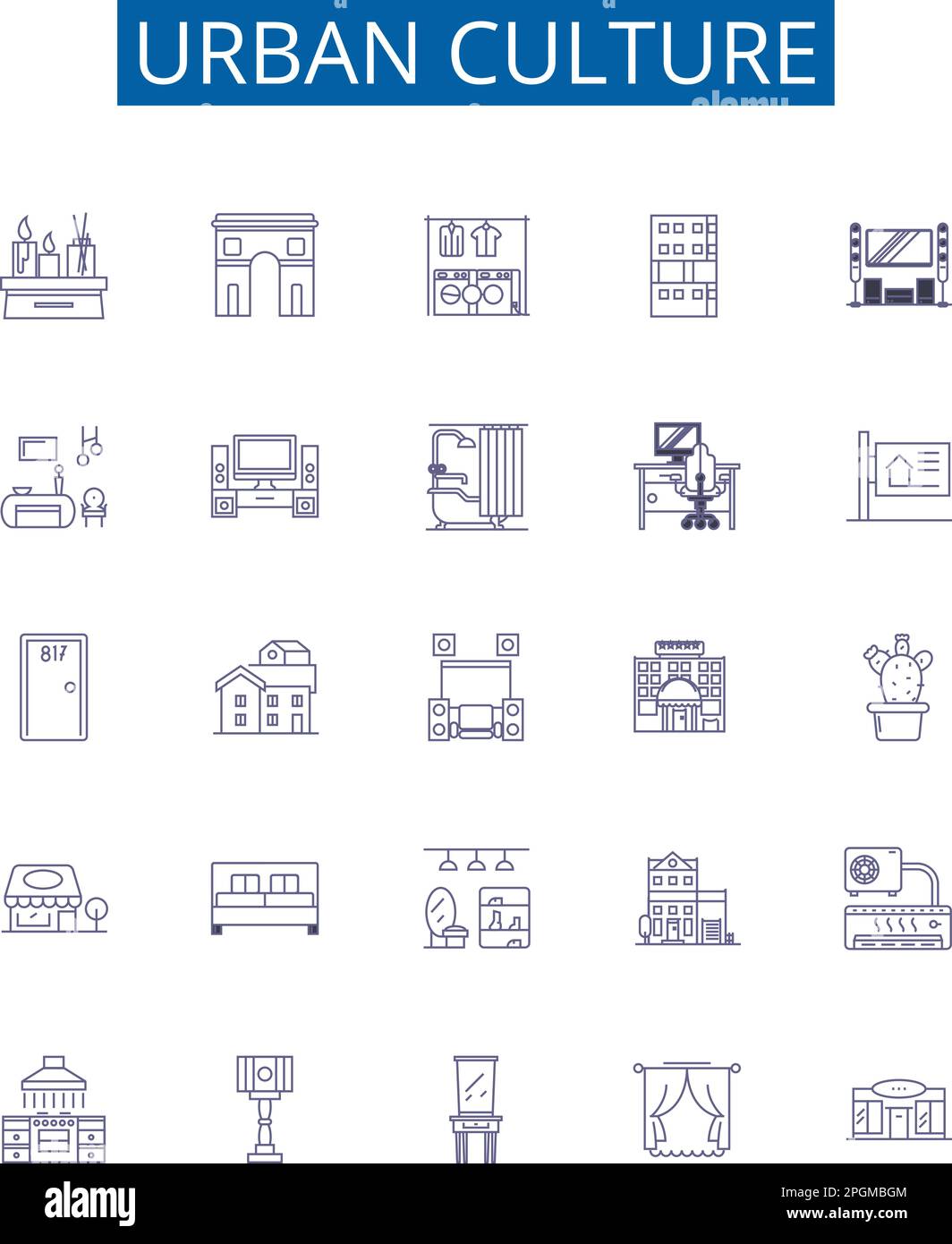 Urban culture line icons signs set. Design collection of City, Urban ...