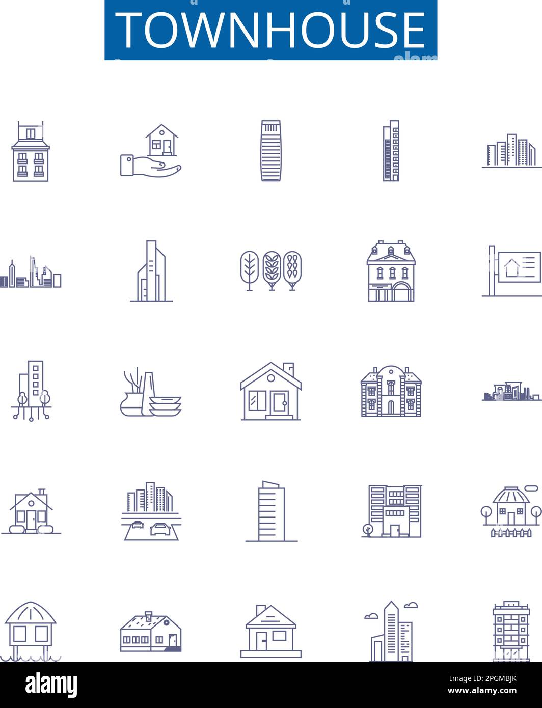 Townhouse line icons signs set. Design collection of Townhome ...