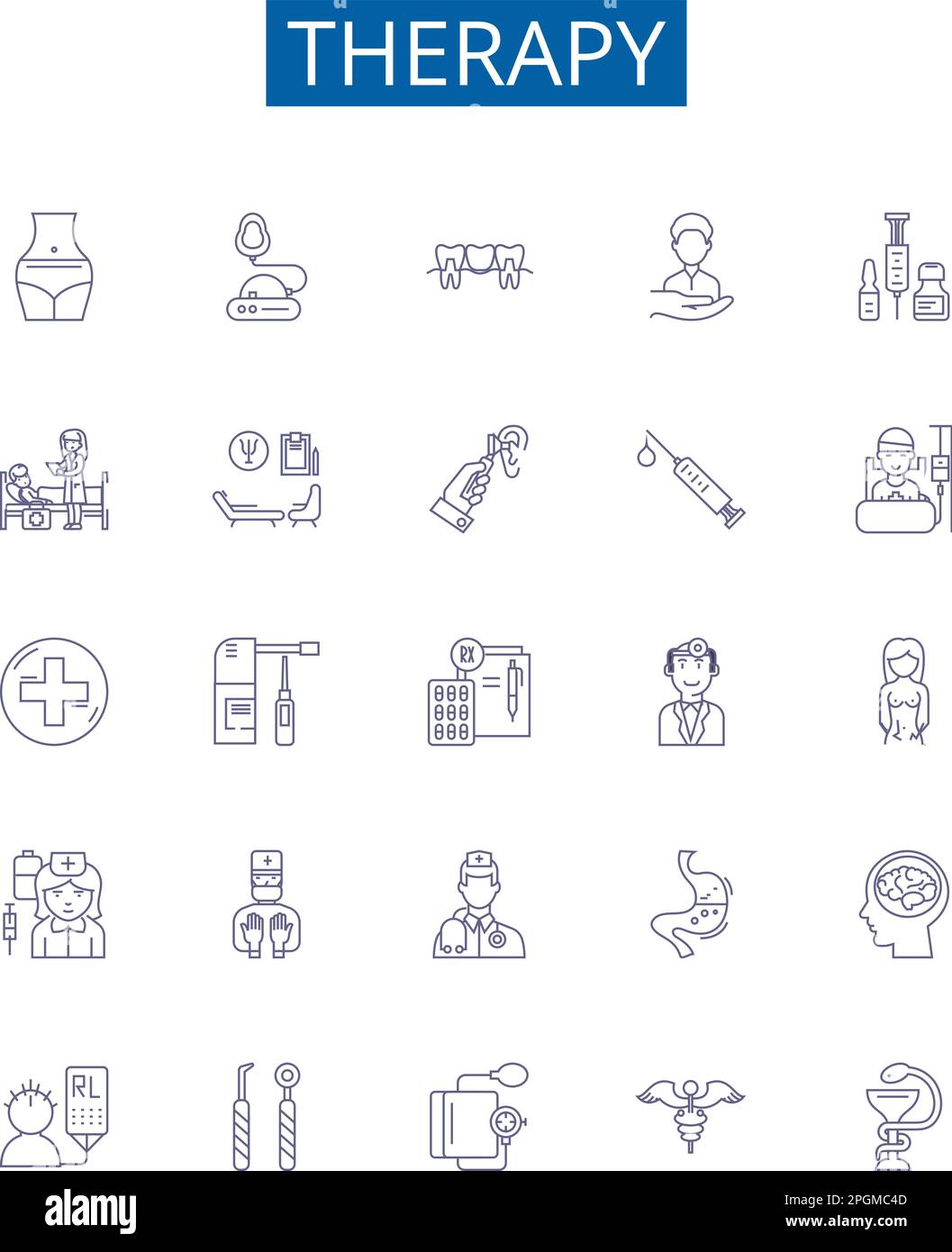 Therapy line icons signs set. Design collection of Therapy, Counseling ...