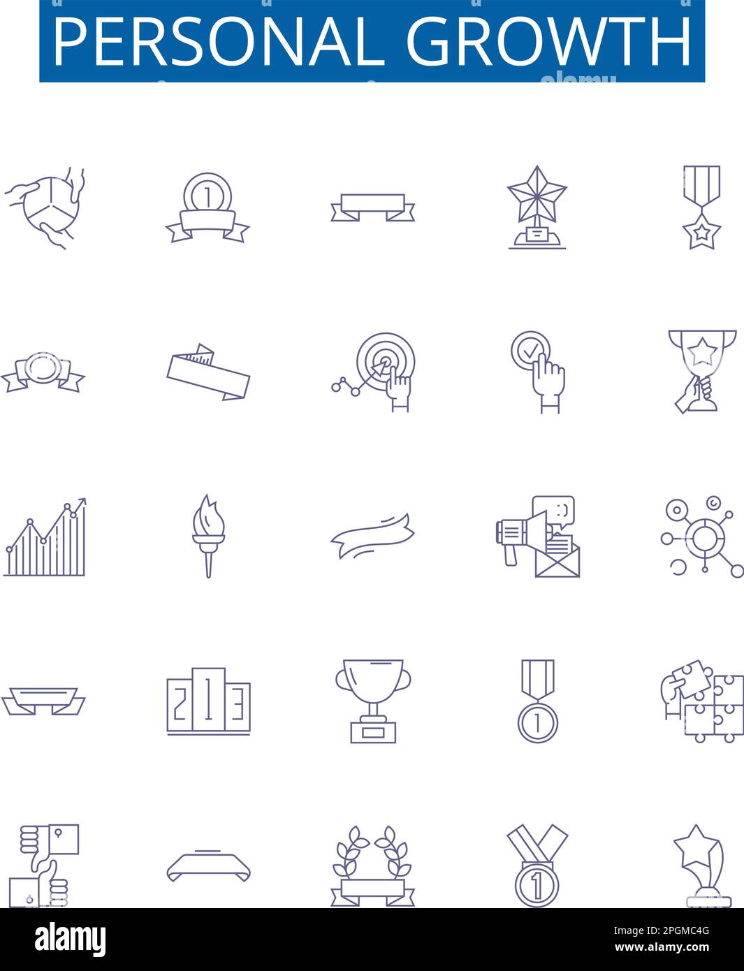 Personal growth line icons signs set. Design collection of Self improvement, Development ...