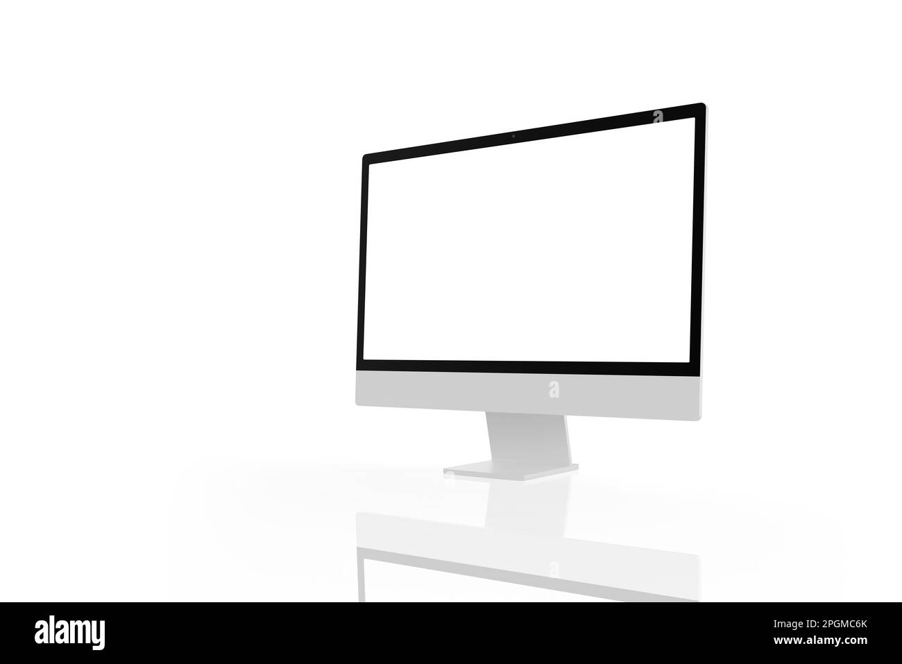 Computer screen isolated in white with reflection. Isolated screen for ...