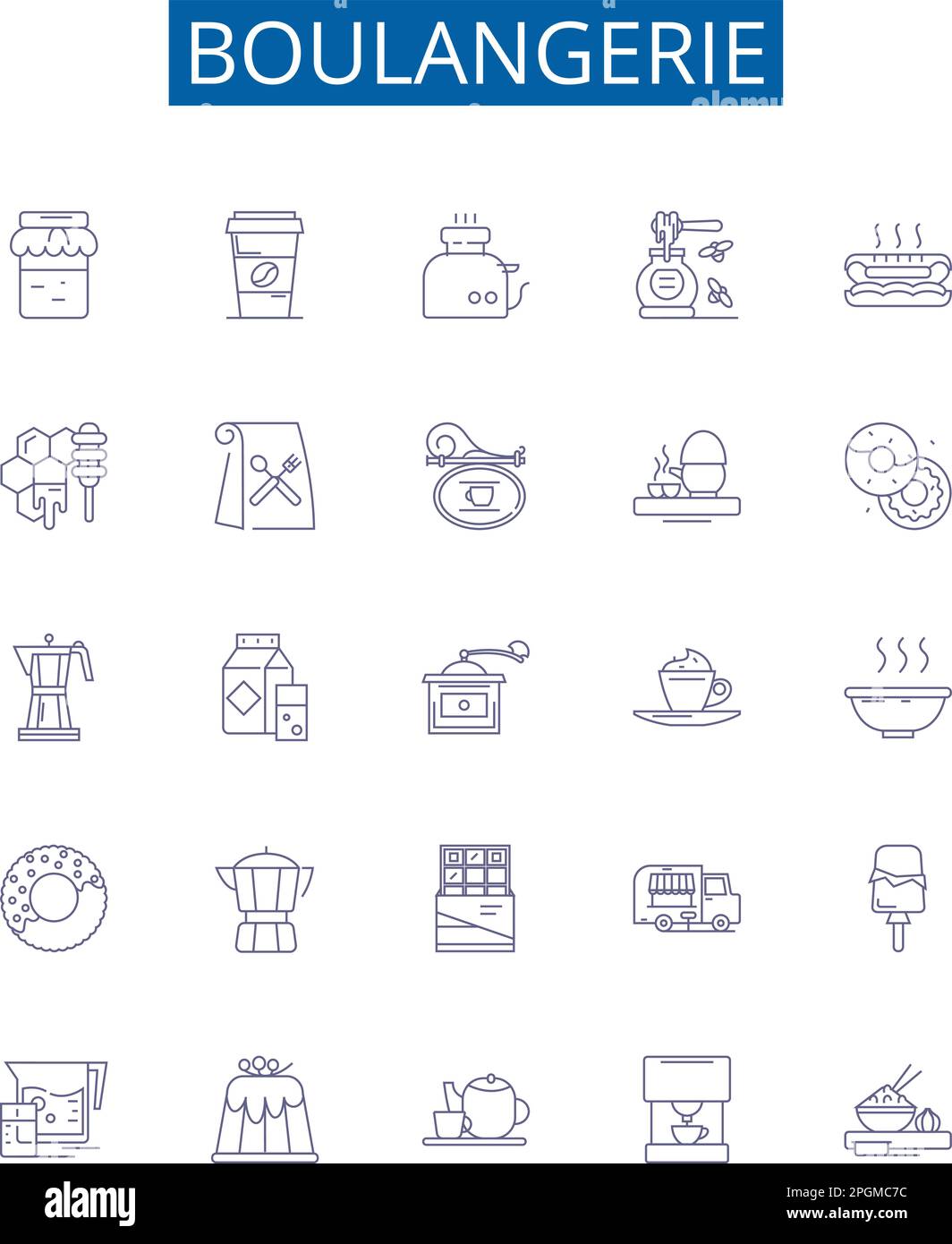 Boulangerie line icons signs set. Design collection of Bakery ...