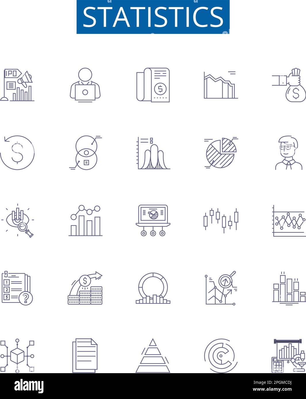 Statistics line icons signs set. Design collection of Statistics, data ... Statistics line icons signs set. Design collection of Statistics, data ...