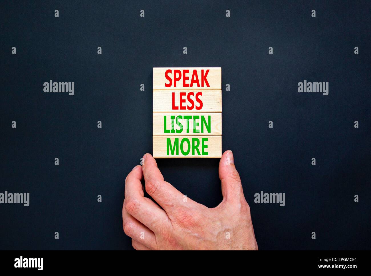 Speak less listen more symbol. Concept words Speak less listen more on ...