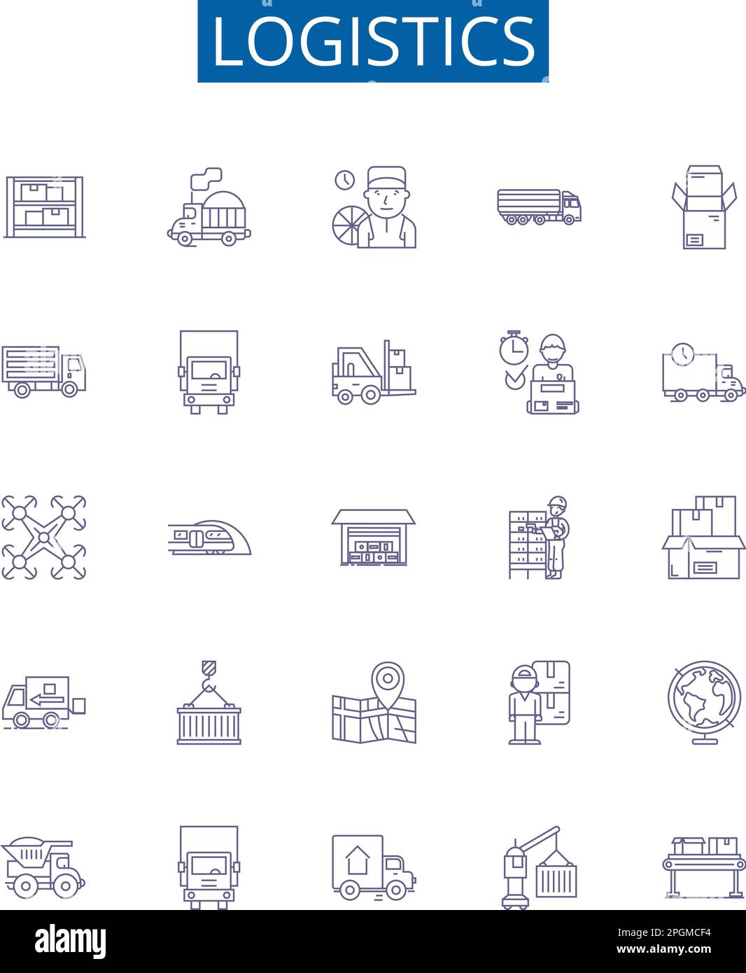 Logistics line icons signs set. Design collection of Distribution, Shipping, Delivery ...