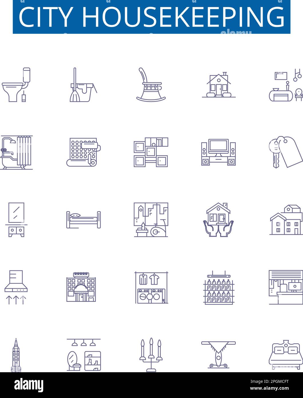 City housekeeping line icons signs set. Design collection of Urban ...