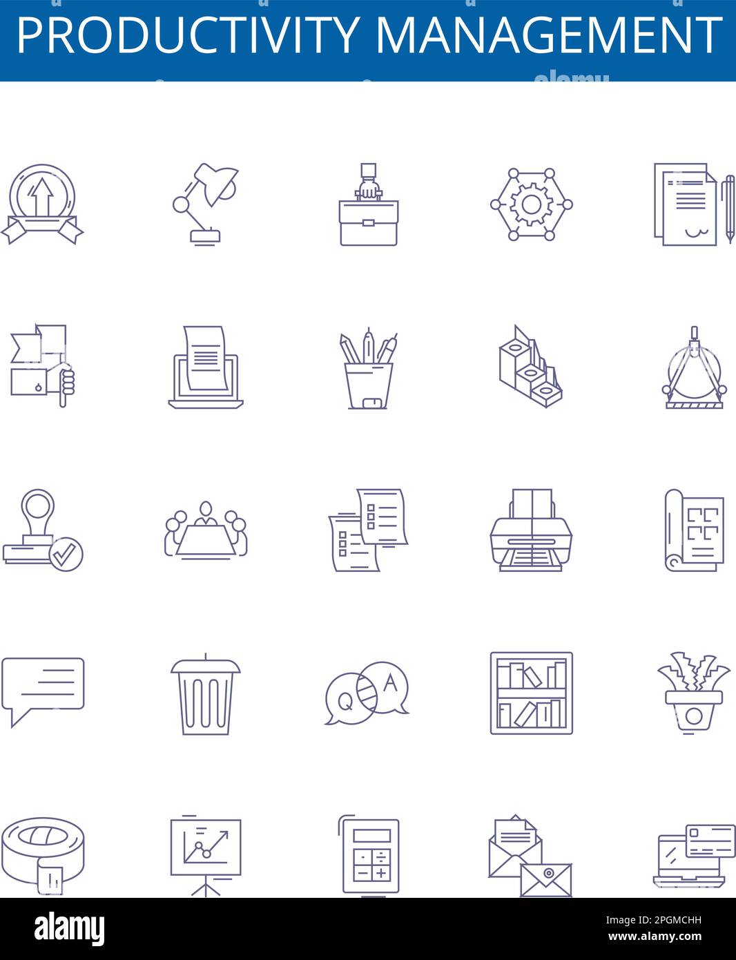 Productivity management line icons signs set. Design collection of ... Productivity management line icons signs set. Design collection of ...
