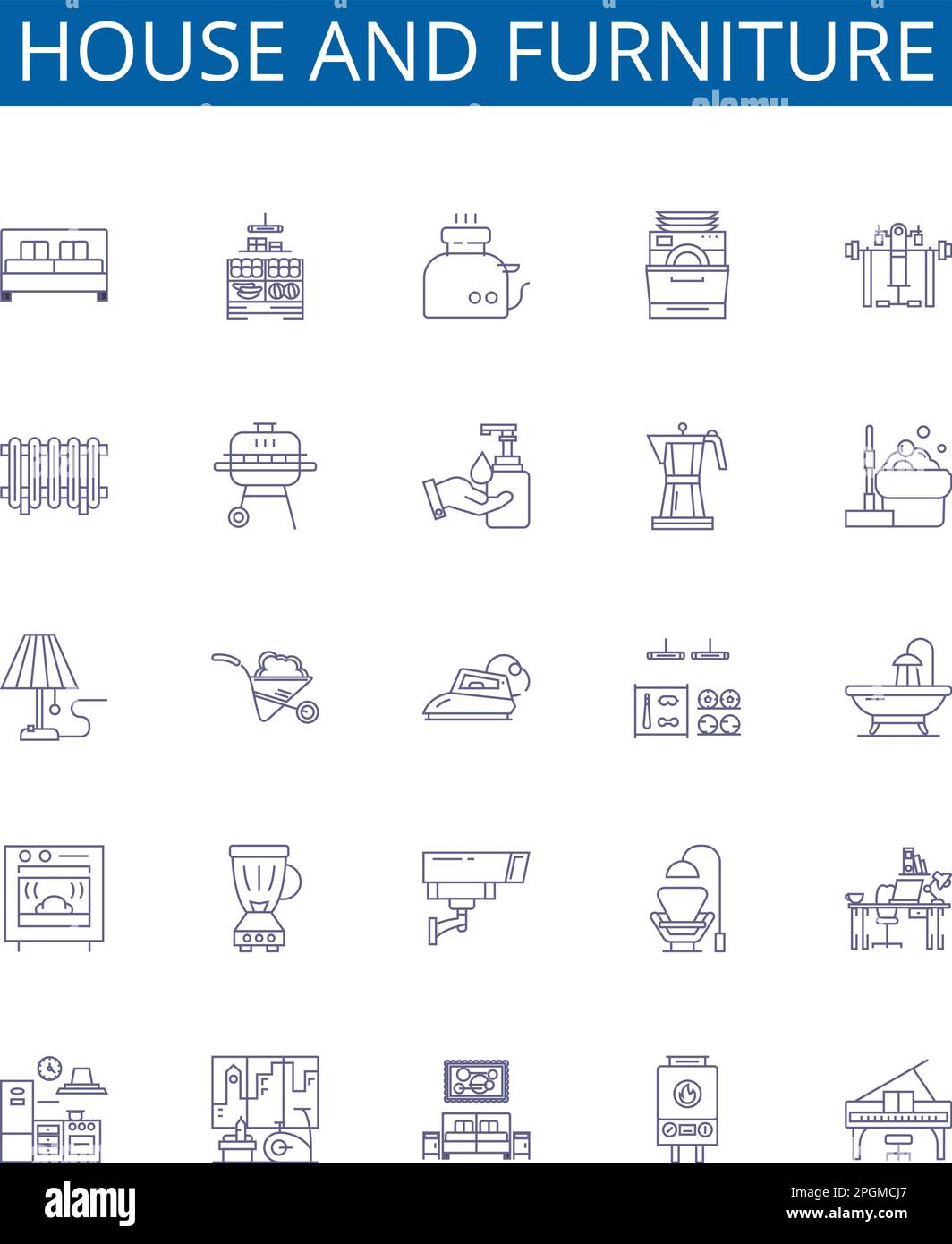 House and furniture line icons signs set. Design collection of house ...