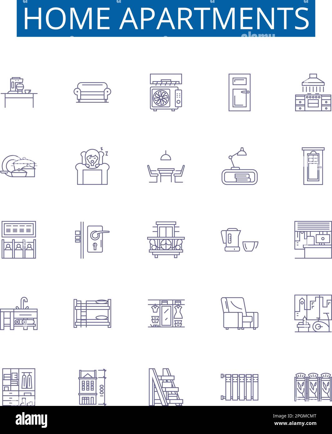 Home apartments line icons signs set. Design collection of Apartments ...