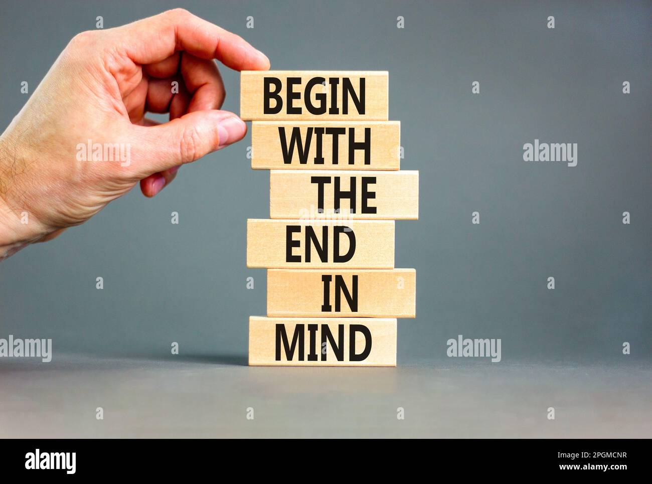Begin in end of mind symbol. Concept words Begin with the end in mind ...