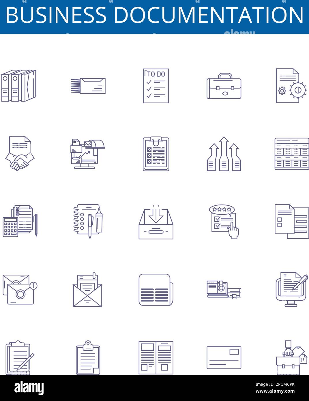 Business documentation line icons signs set. Design collection of ...