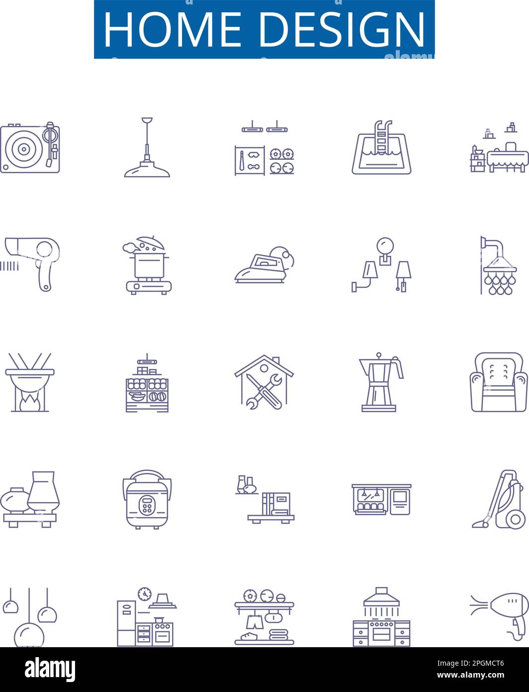 Home Design Line Icons Signs Set Design Collection Of Interiors Decor Architecture Furniture