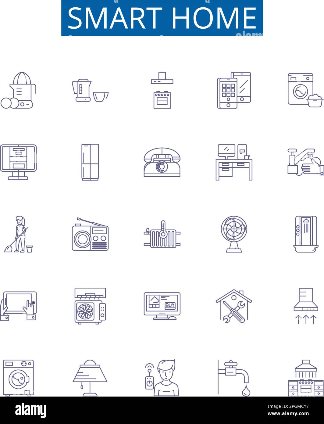 Smart home line icons signs set. Design collection of Smart, Home ... Smart home line icons signs set. Design collection of Smart, Home ...