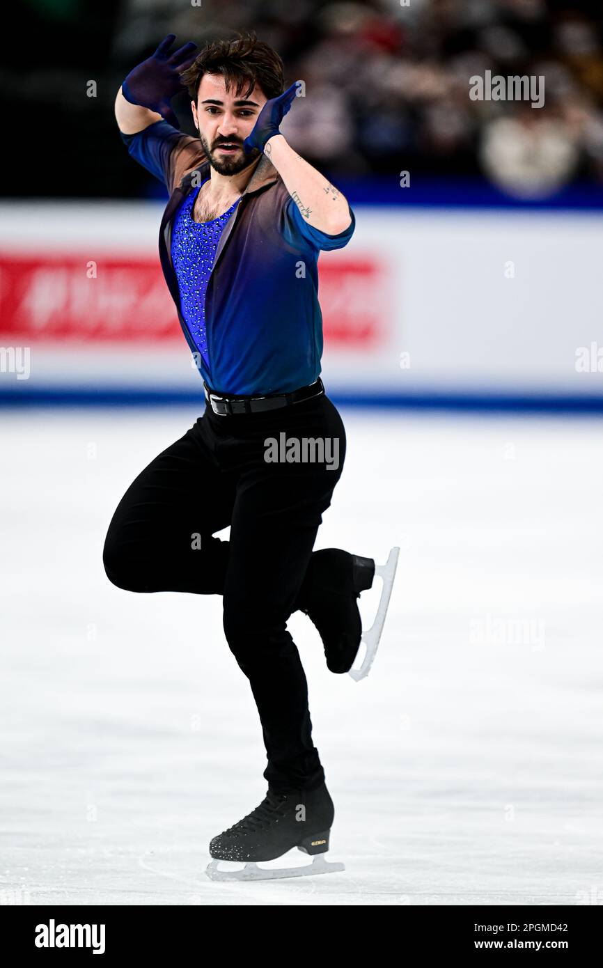 Kevin AYMOZ (FRA), during Men Short Program, at the ISU World Figure ...
