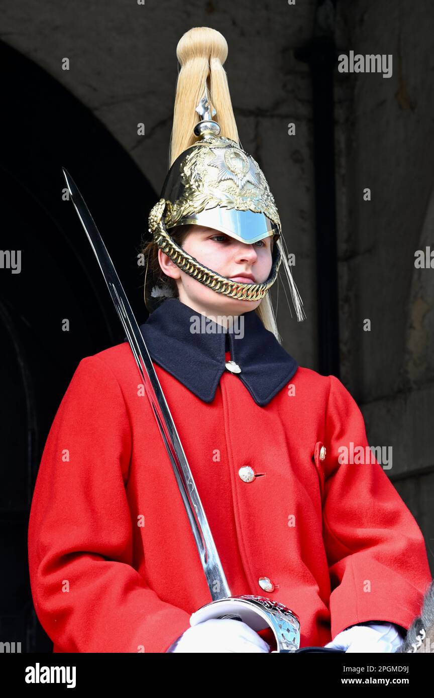 Female Soldier. The King's Life Guard, Horse Guards Parade, London, UK ...