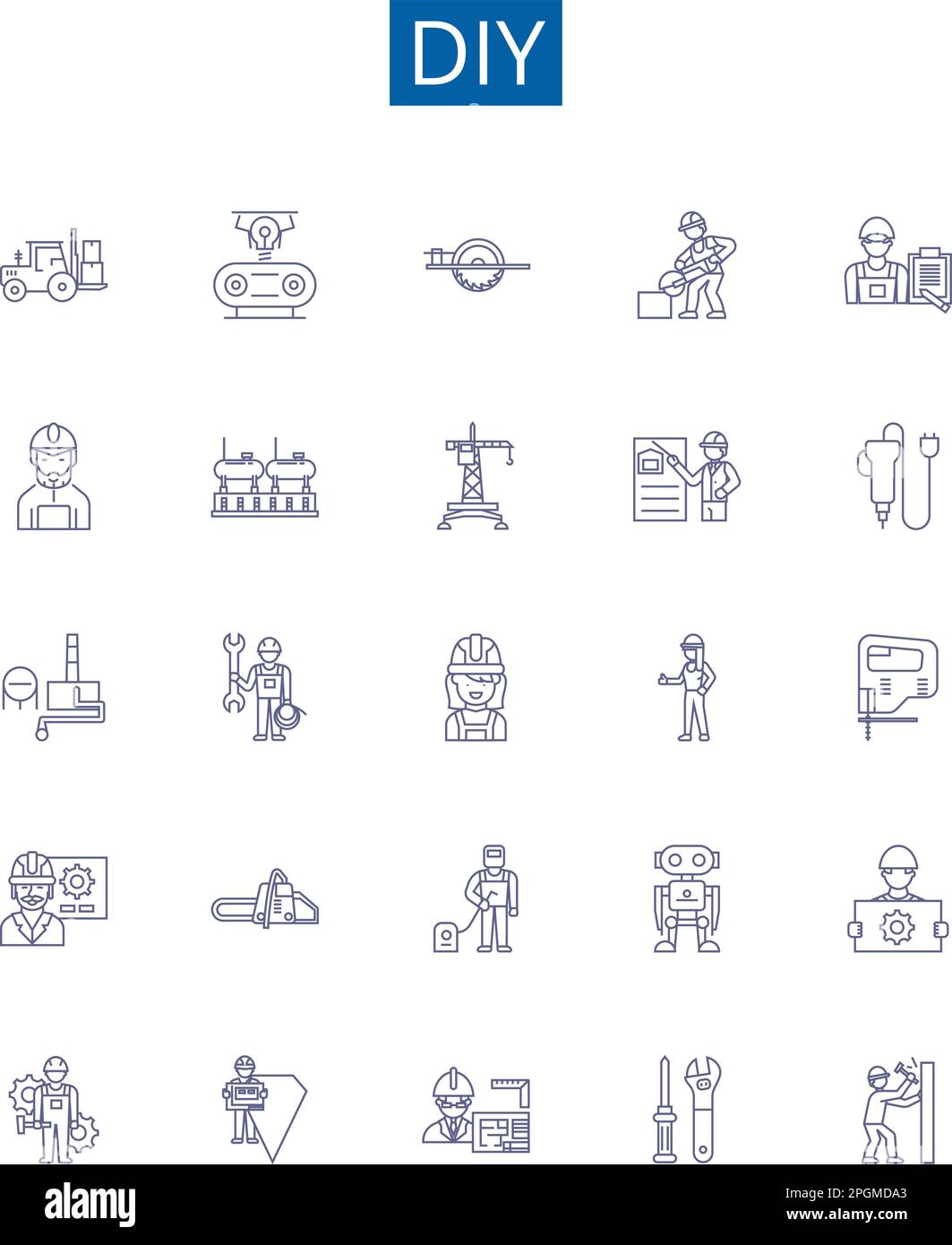 Diy line icons signs set. Design collection of DIY, Crafting ...