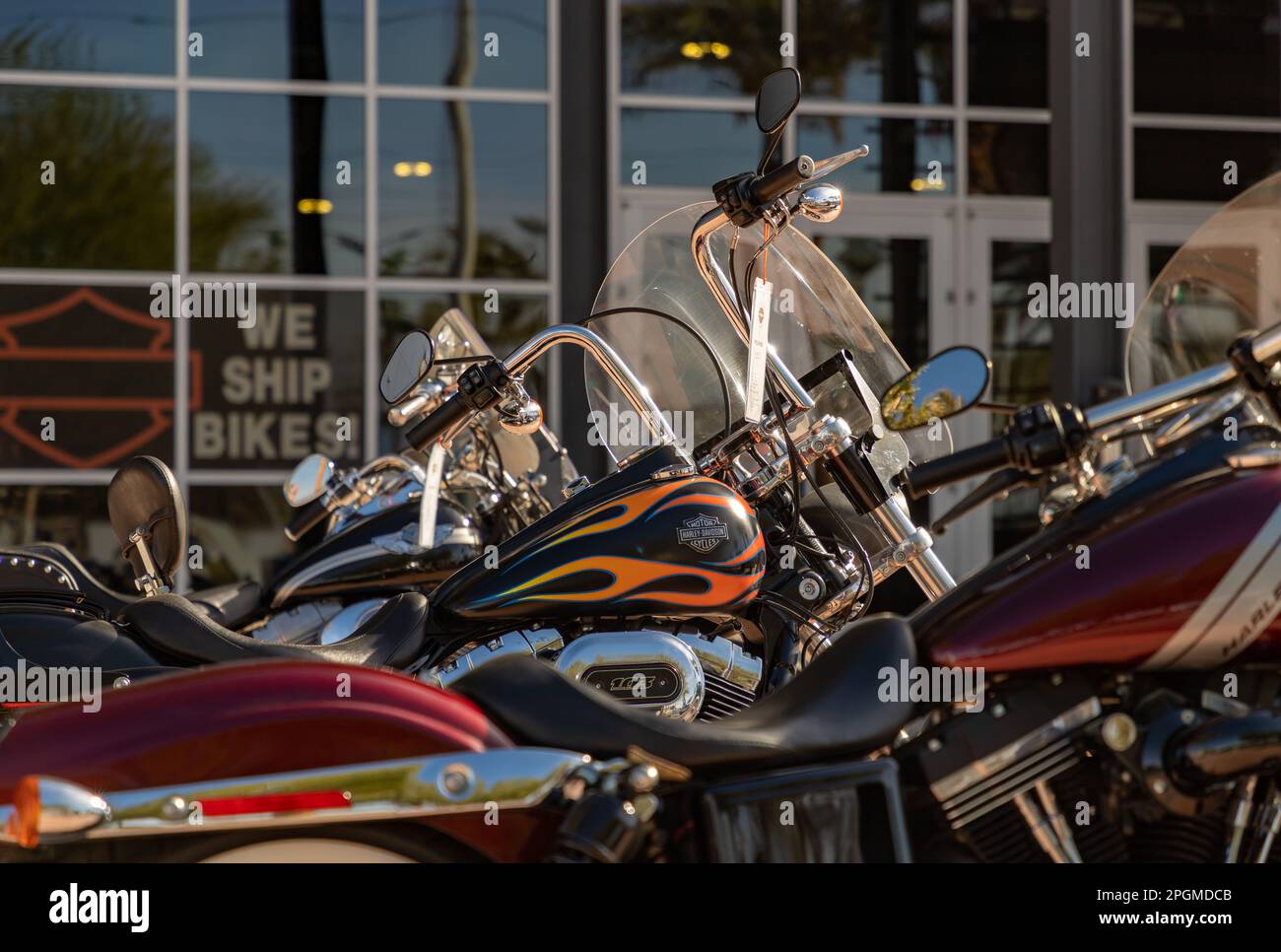 A picture of a Harley-Davidson motorcycle with flames on the fuel tank ...