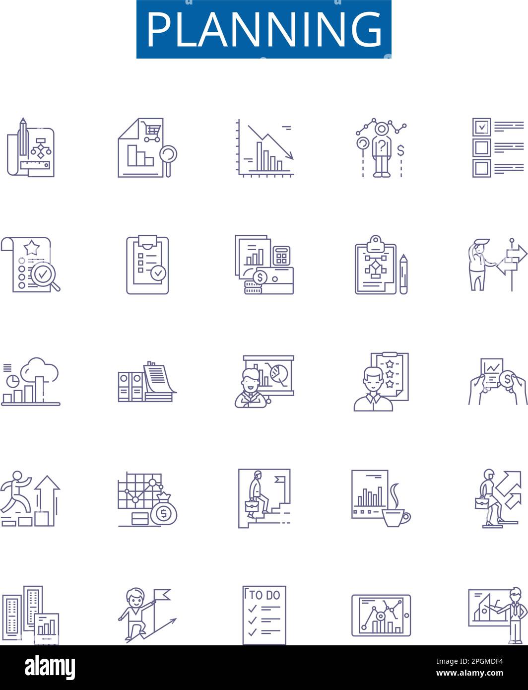 Planning Line Icons Signs Set Design Collection Of Organizing Scheduling Forecasting
