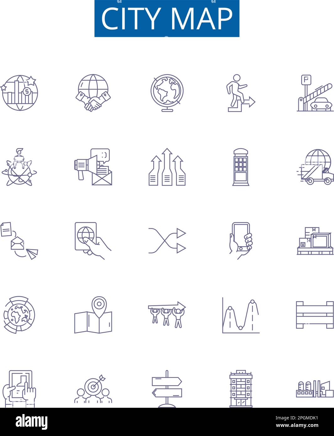 City map line icons signs set. Design collection of City, Map, Urban ...
