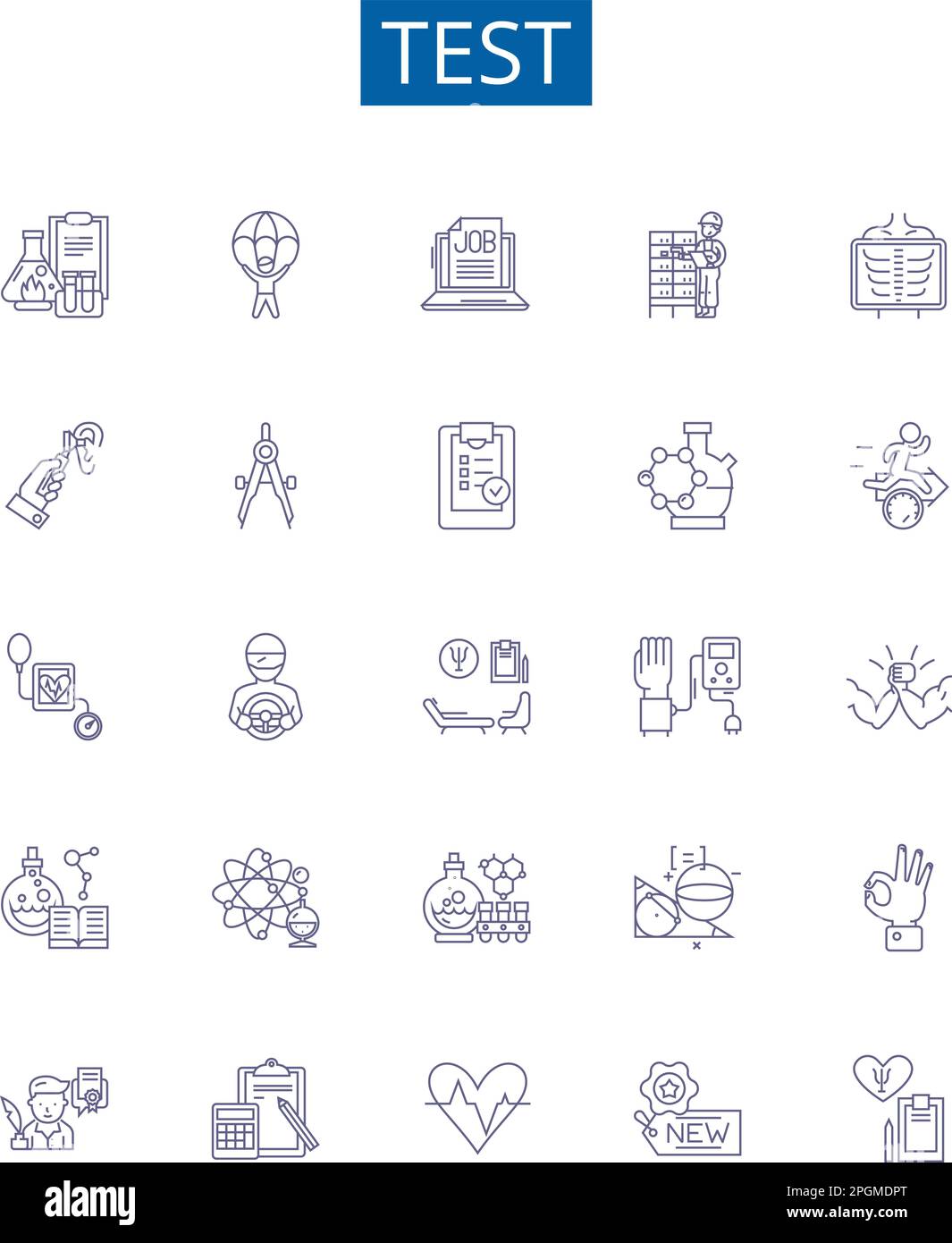 Test line icons signs set. Design collection of No periodExam, Assess ...
