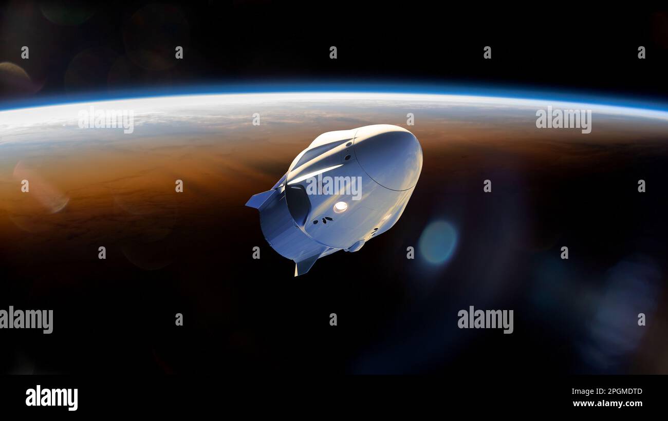 Cargo spacecraft in low-Earth orbit. Elements of this image furnished ...