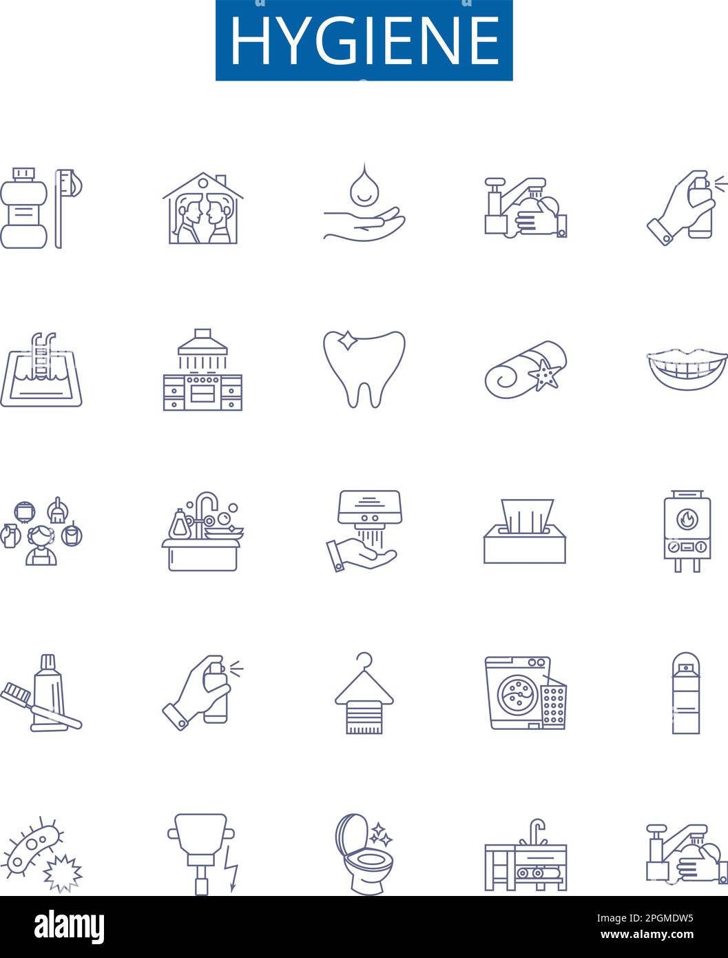 Hygiene line icons signs set. Design collection of Cleanliness ...