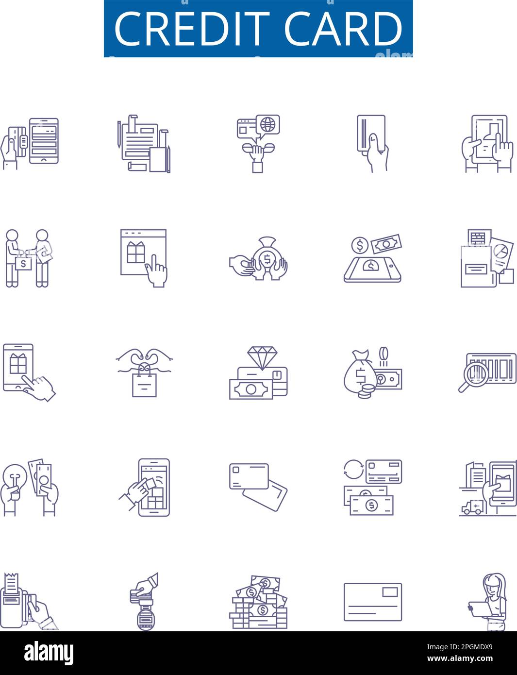 Credit card line icons signs set. Design collection of Card, Credit ...