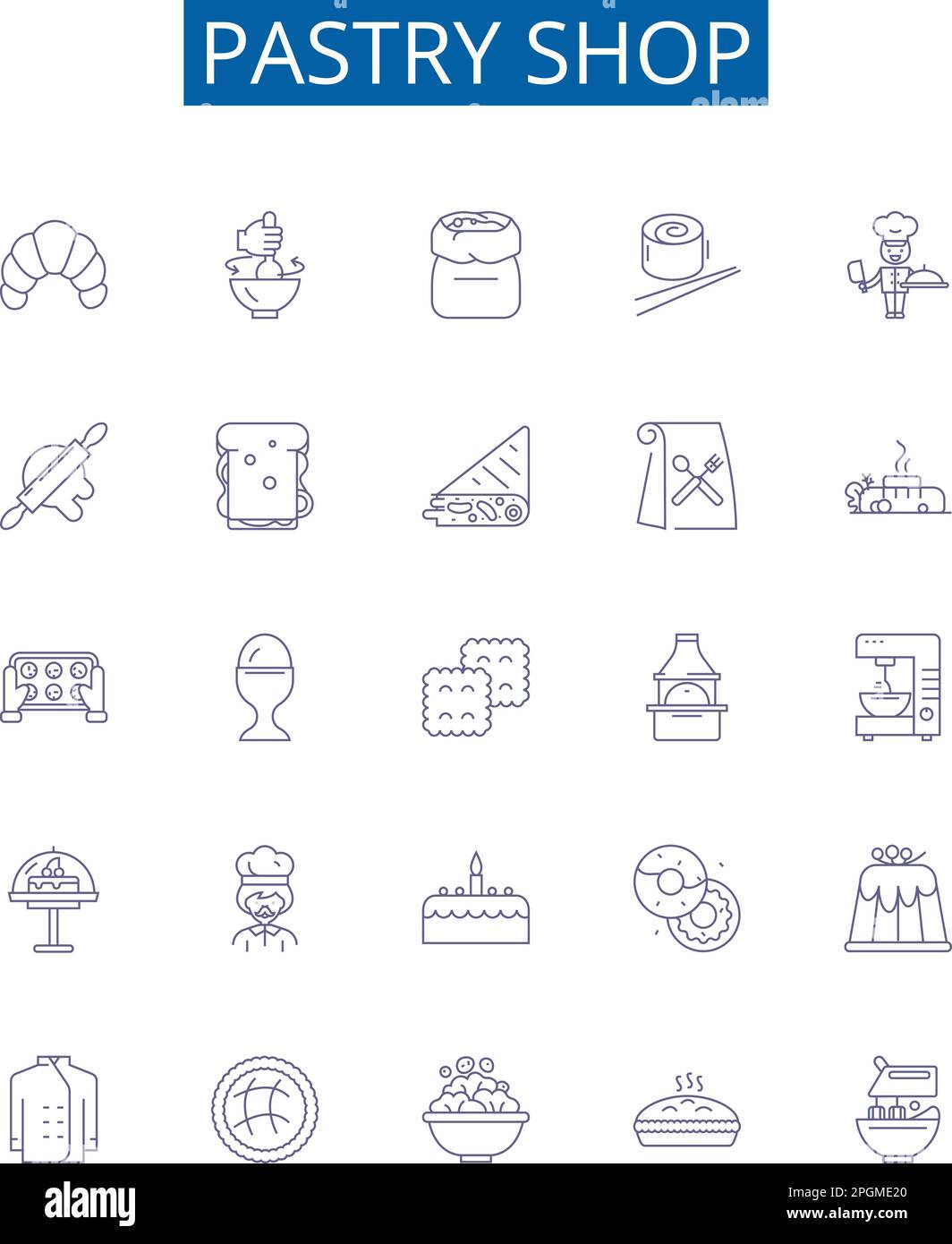 Pastry shop line icons signs set. Design collection of pastry, shop ...