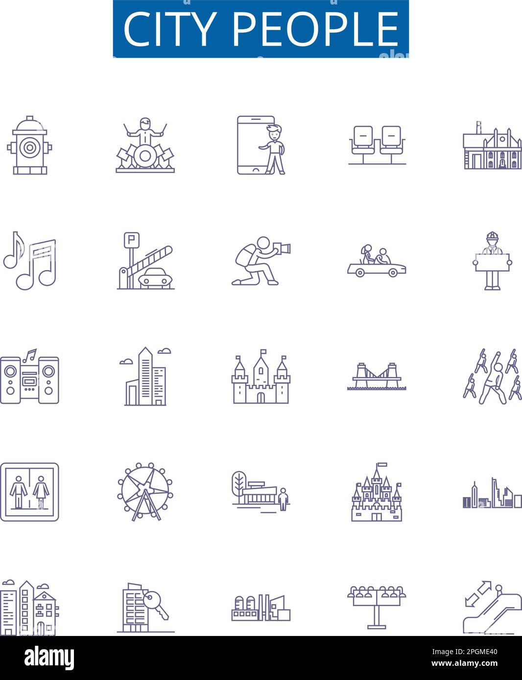 City people line icons signs set. Design collection of Urbanites ...