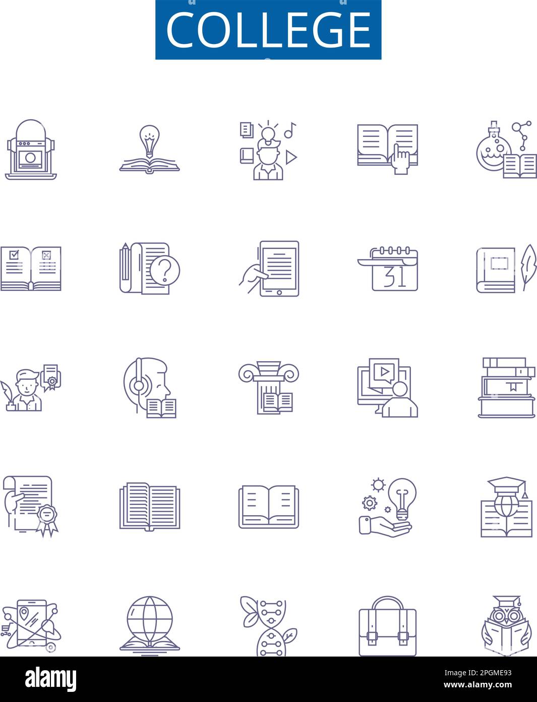 College line icons signs set. Design collection of College, Higher ... College line icons signs set. Design collection of College, Higher ...