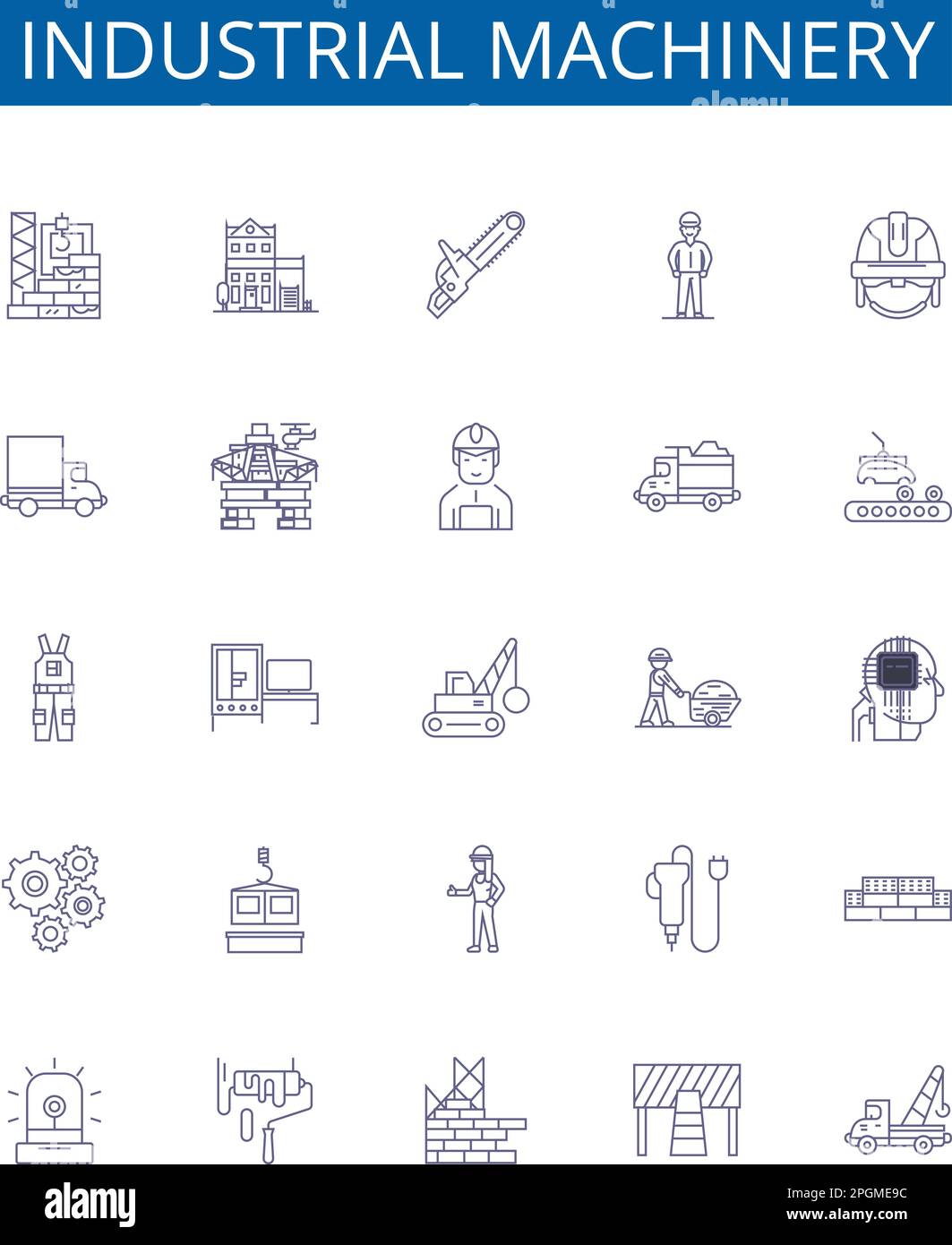 Industrial machinery line icons signs set. Design collection of ... Industrial machinery line icons signs set. Design collection of ...