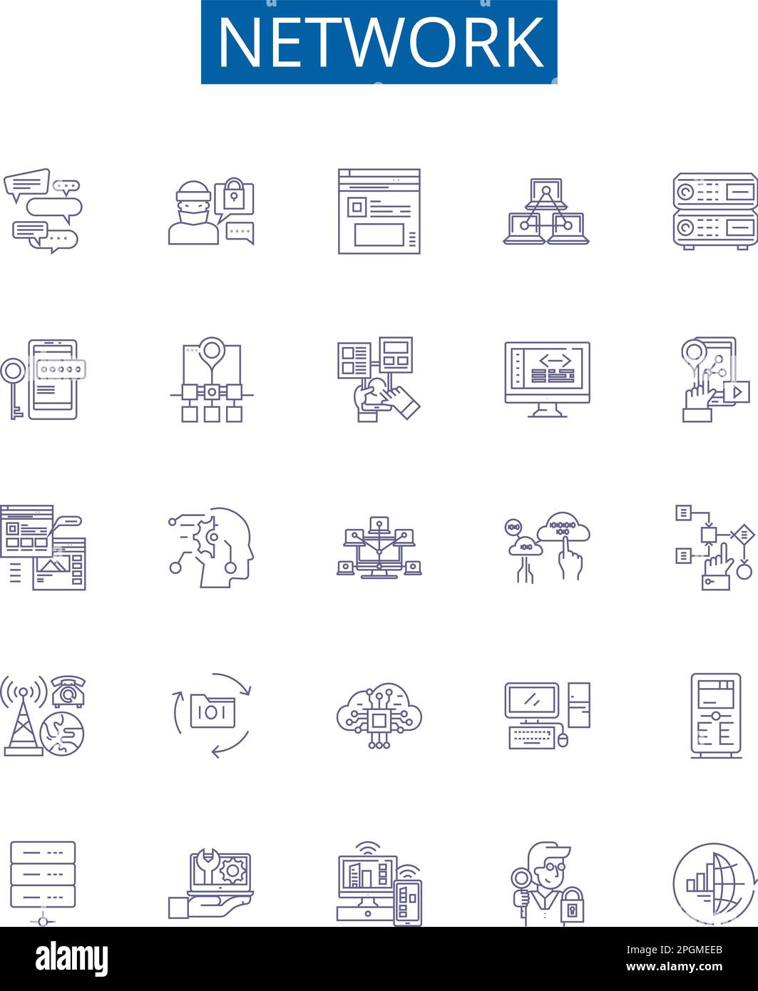 Network line icons signs set. Design collection of Network, Technology ... Network line icons signs set. Design collection of Network, Technology ...