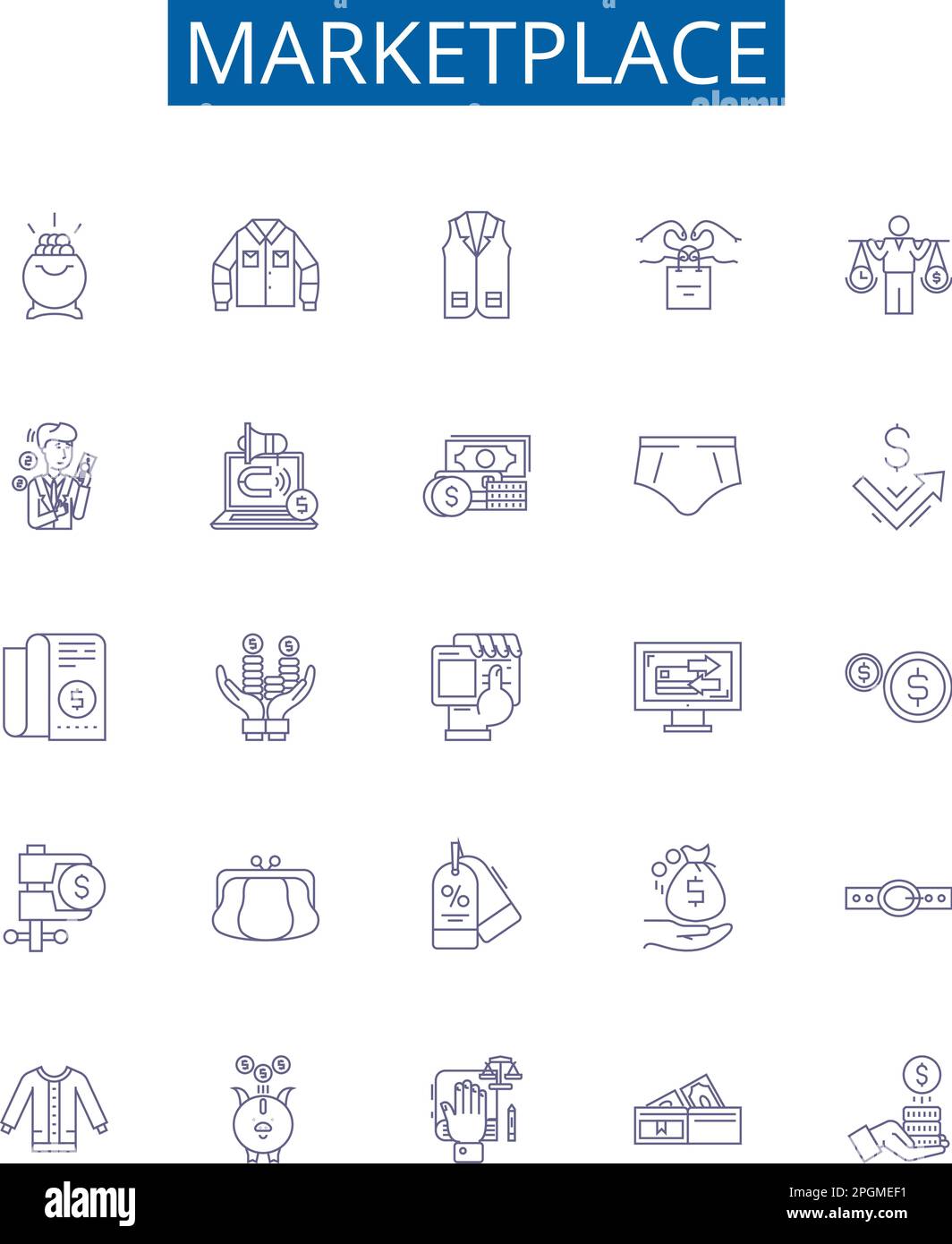 Marketplace line icons signs set. Design collection of Market, Place ...