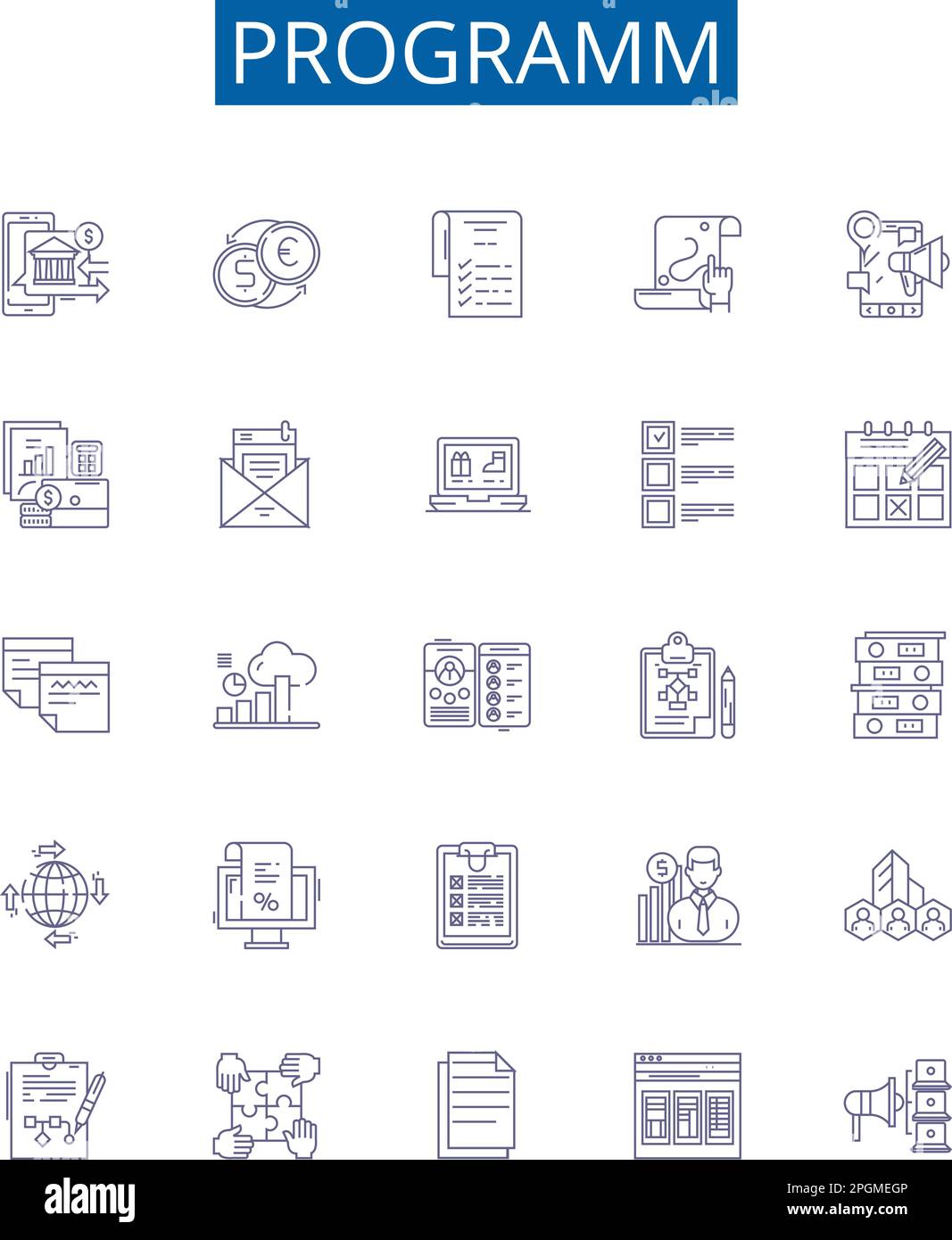 Programm Line Icons Signs Set Design Collection Of Program Programming Software Routine