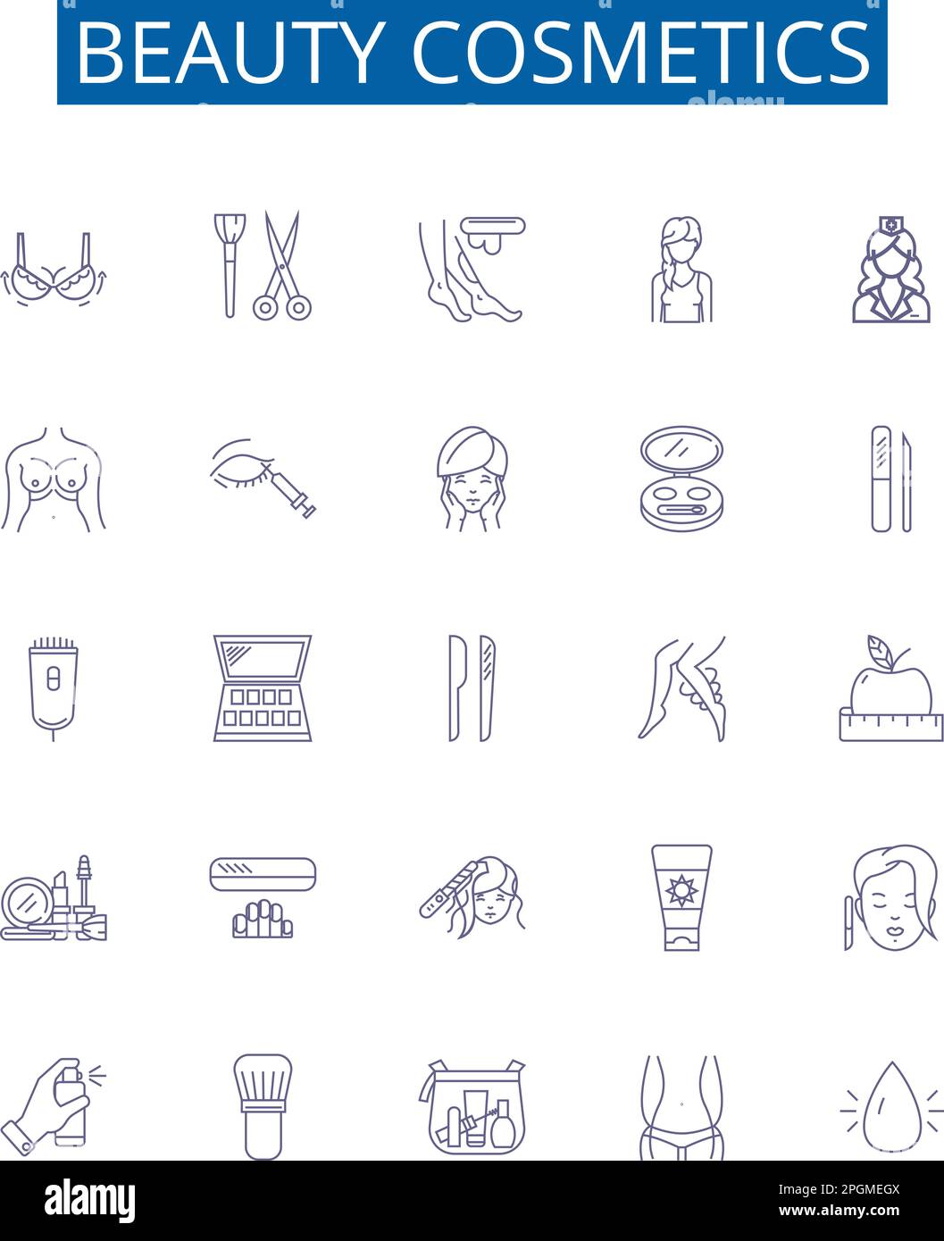 Beauty cosmetics line icons signs set. Design collection of Makeup ...