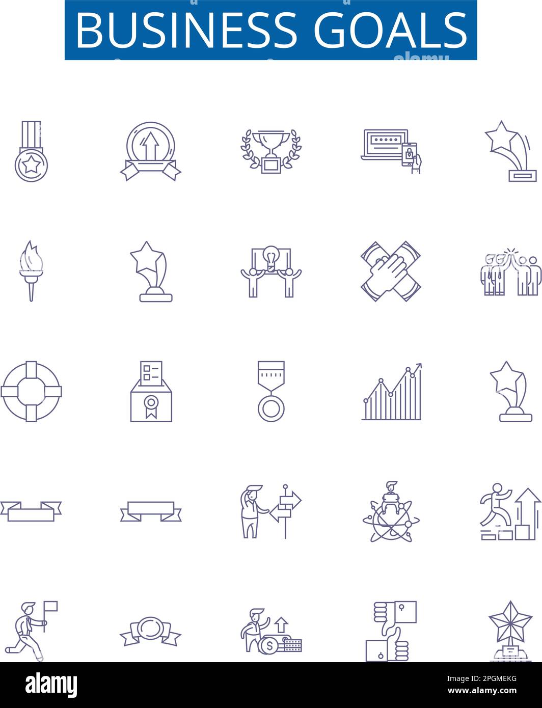 Business goals line icons signs set. Design collection of Ambition ...