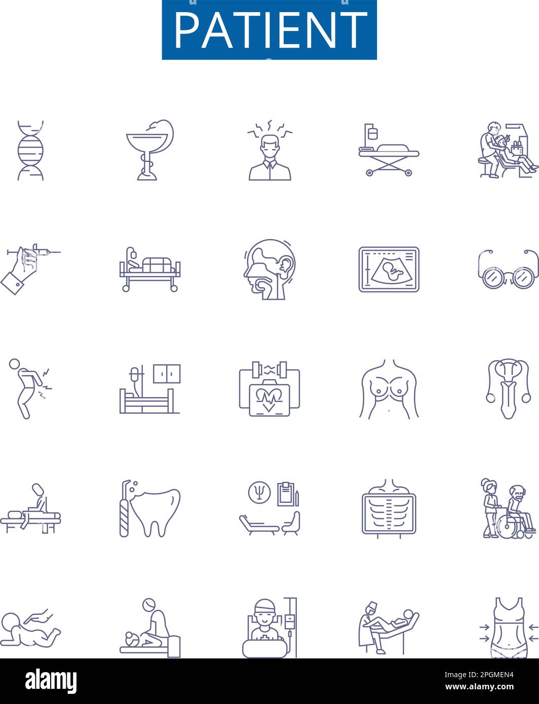 Patient line icons signs set. Design collection of Patient, Caregiver ...