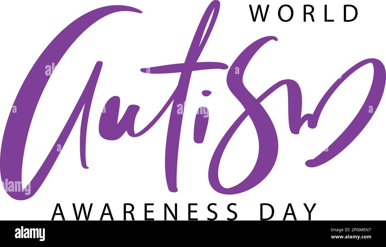 World Autism awareness day vector calligraphic logo text hand draw ...
