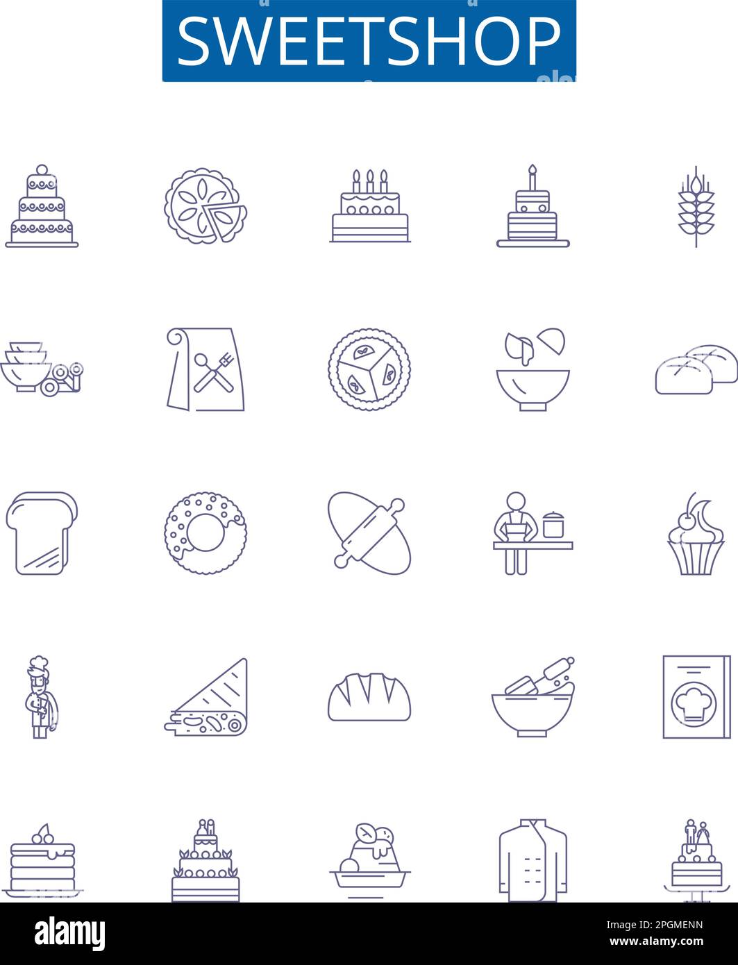 Sweetshop line icons signs set. Design collection of Candy, Sweet ...