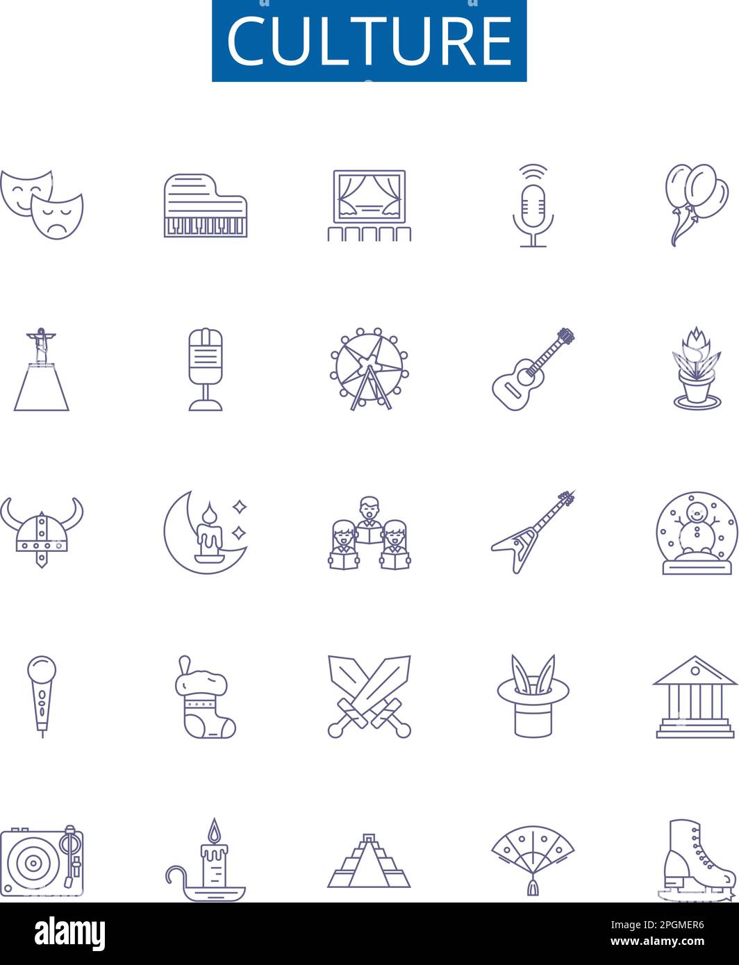 Culture line icons signs set. Design collection of Society, Custom ...