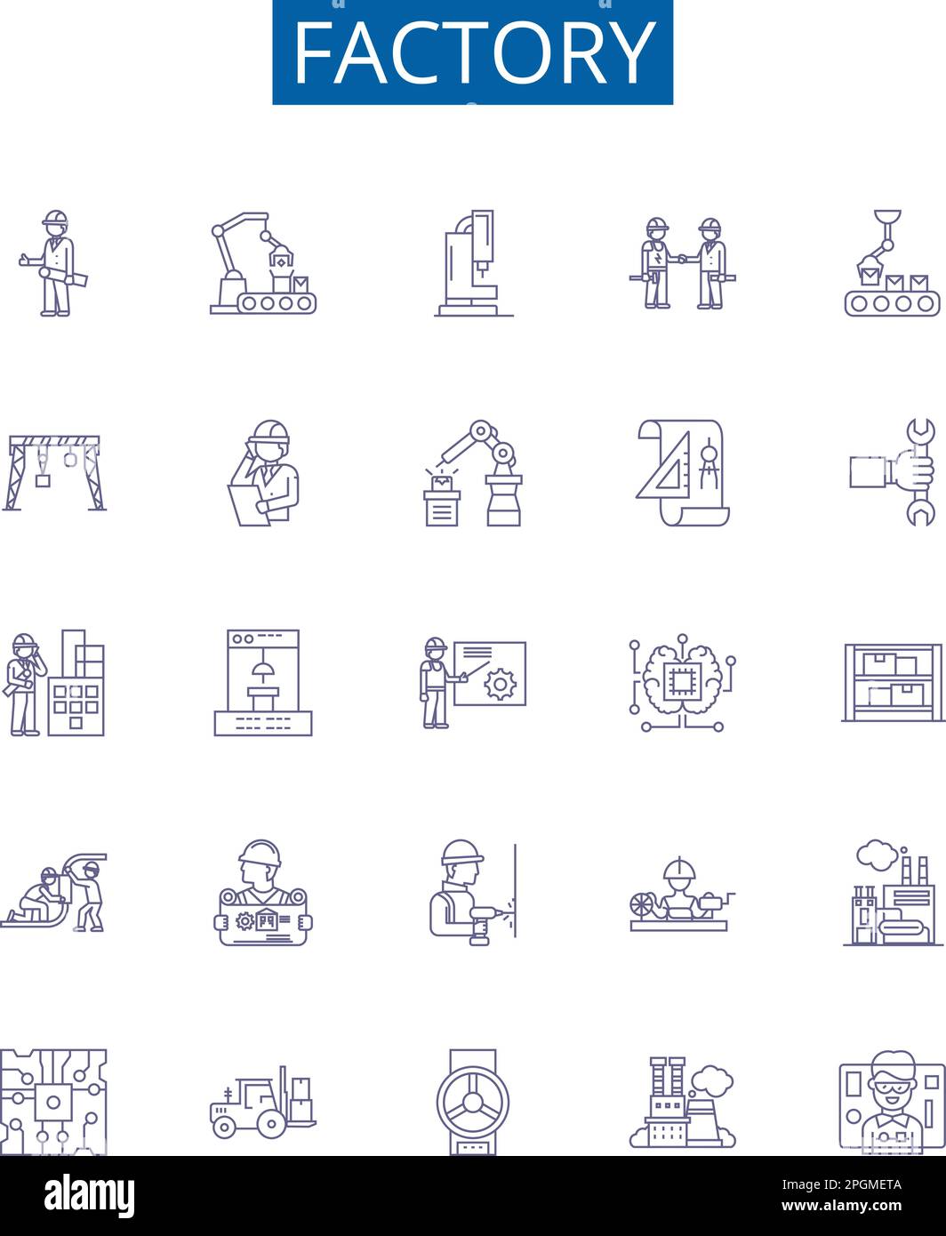 Factory line icons signs set. Design collection of Factory ...