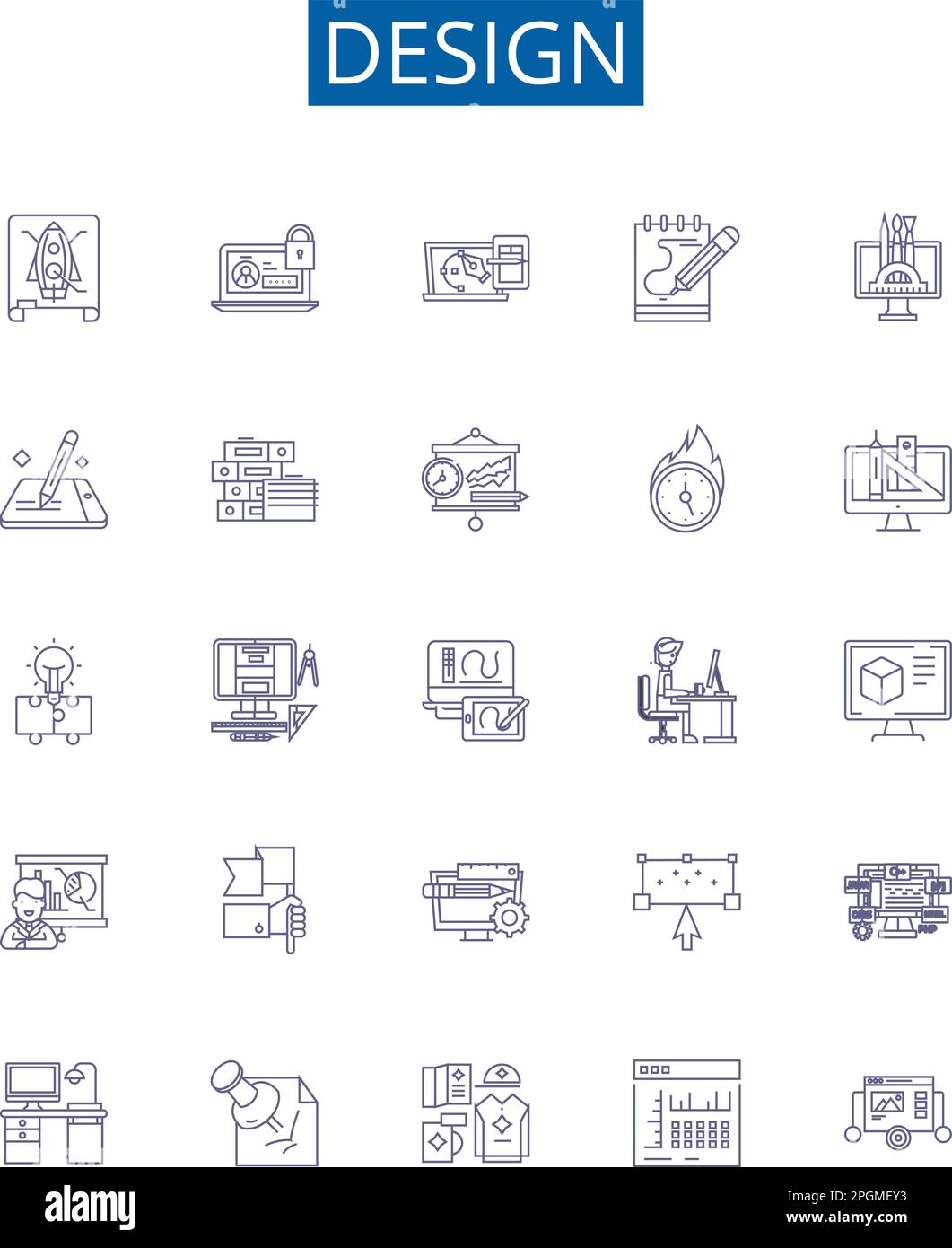 Design line icons signs set. Design collection of Design, creativity ...