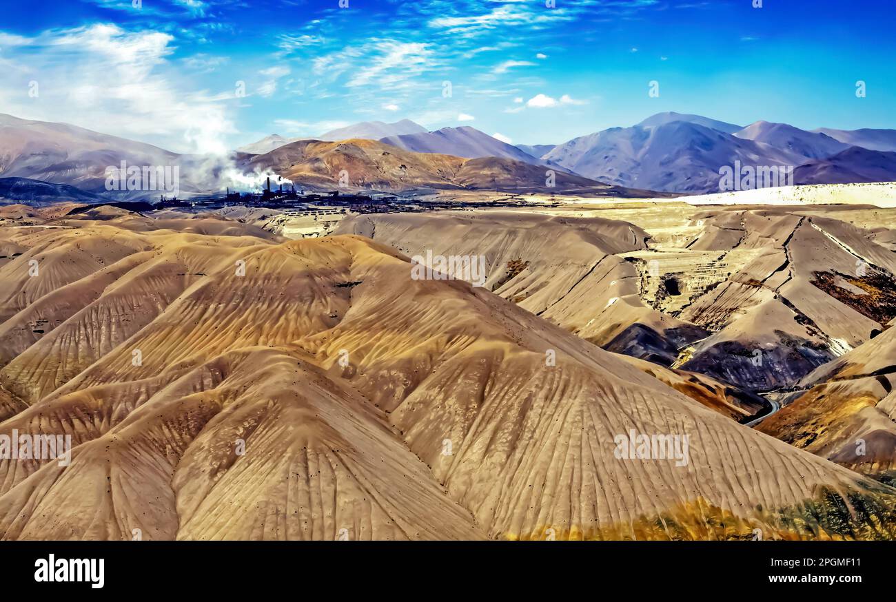 Barren dry mountainous unreal life hostile desert landscape with lost ...