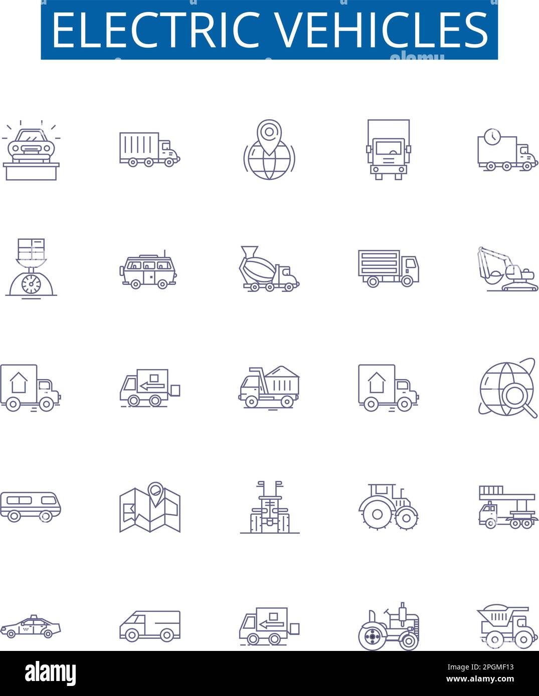 Electric vehicles line icons signs set. Design collection of Electric ...
